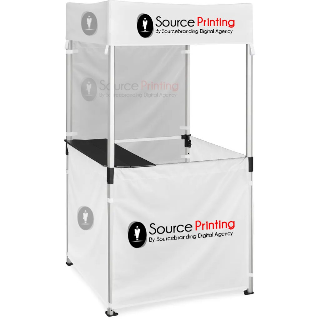 Flat Top Sublimated Gazebo 1m X 1m Kiosk – 3 Half-Wall Skins – 1 Full ...