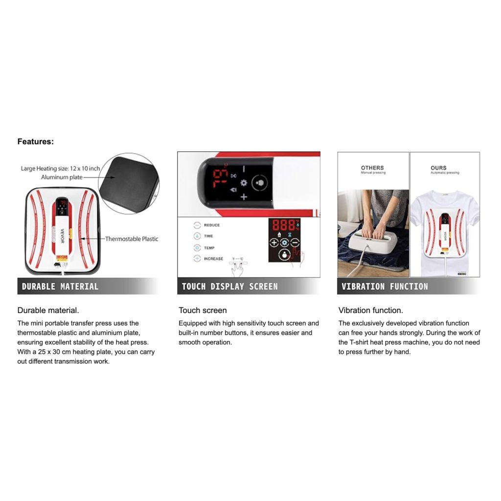 Portable Heat Press Machine 30 x 25 cm – Heat Transfer Press Machine ...
