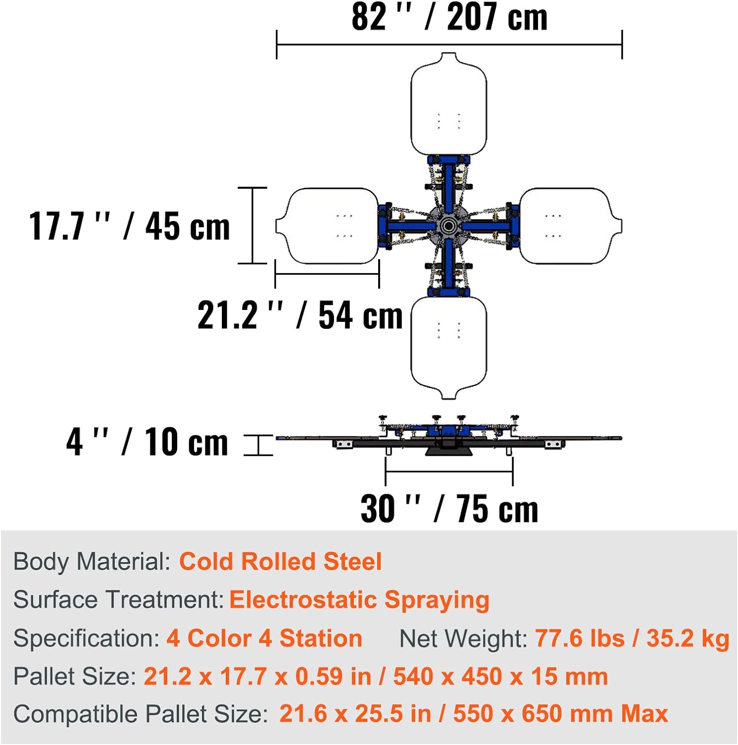 4 Color 4 Station 360° Rotable Silk Screen Printing Press, 21.2×17.7in ...