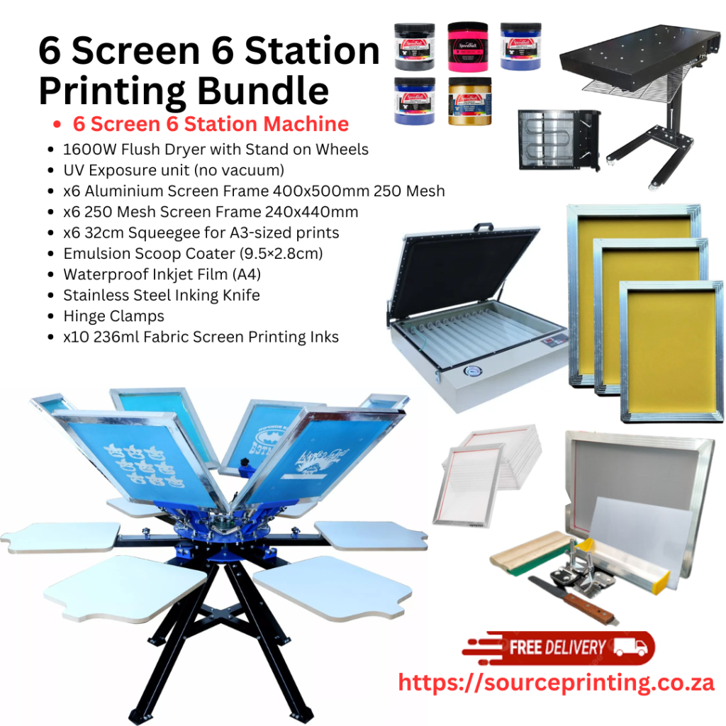 Screen Printing Bundle – Complete 6-Station Screen Printing Kit – SourcePrinting