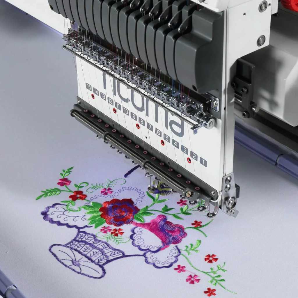 3-Head MT 1503 8S Embroidery Machine with 8″ Touch Screen and 15-Color ...