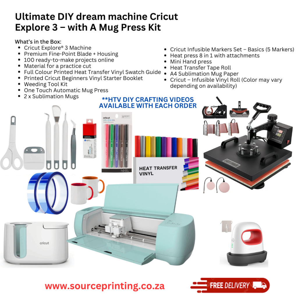 Cricut Explore 3 – with A Mug Press, heat press, mini press Bundle Kit ...