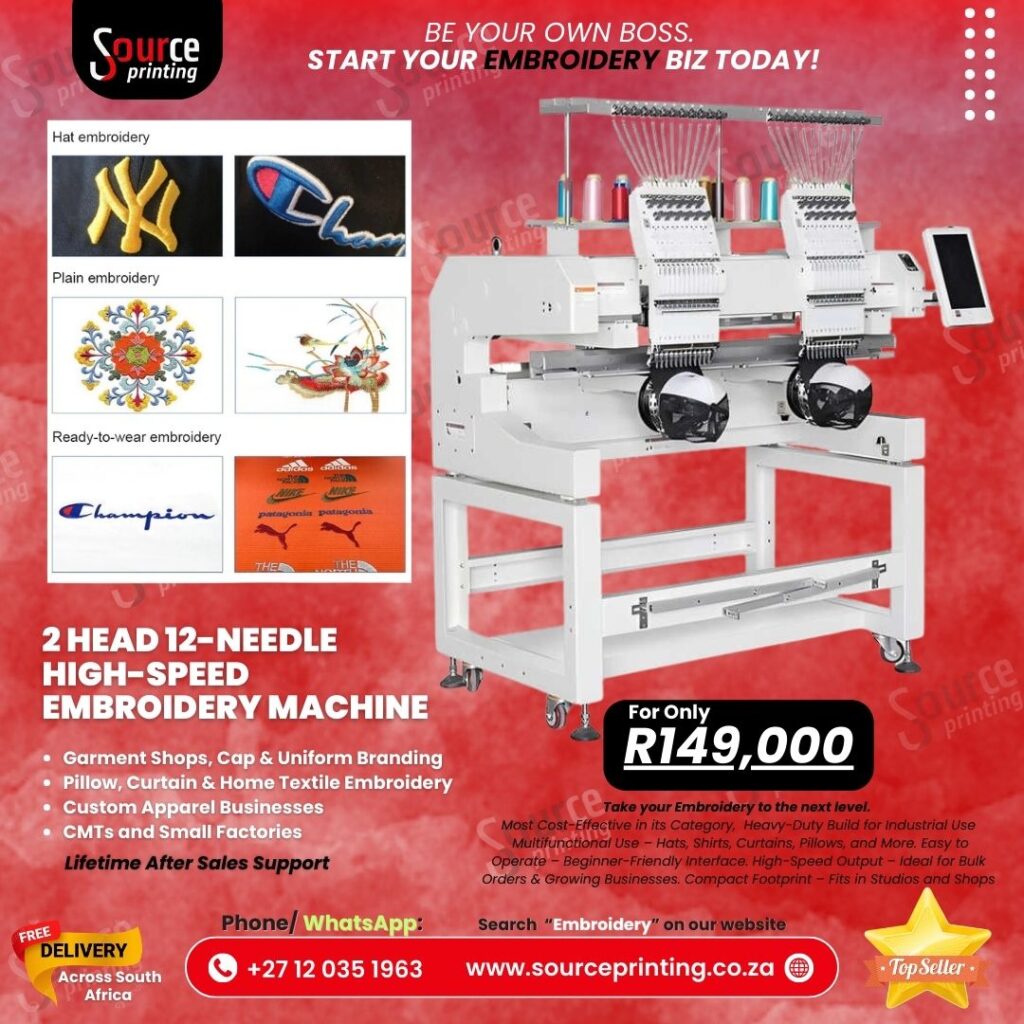 2 Head 12-Needle High-Speed Embroidery Machine Jetpal – SourcePrinting